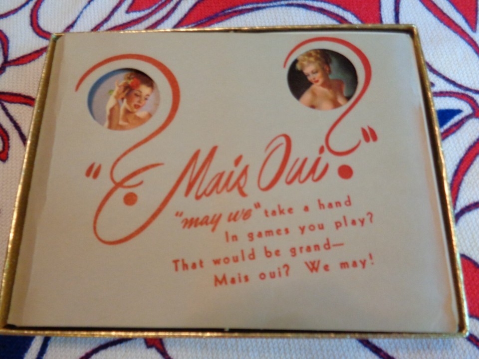 Vintage 2 decks of Gil Elvgren "Mais Oui" Advertising pinup playing ...