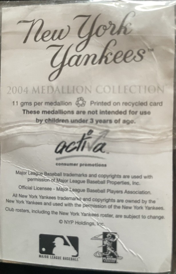 New York Yankee 2004 Medallion Collection - Derek Jeter - NY Post Next ...