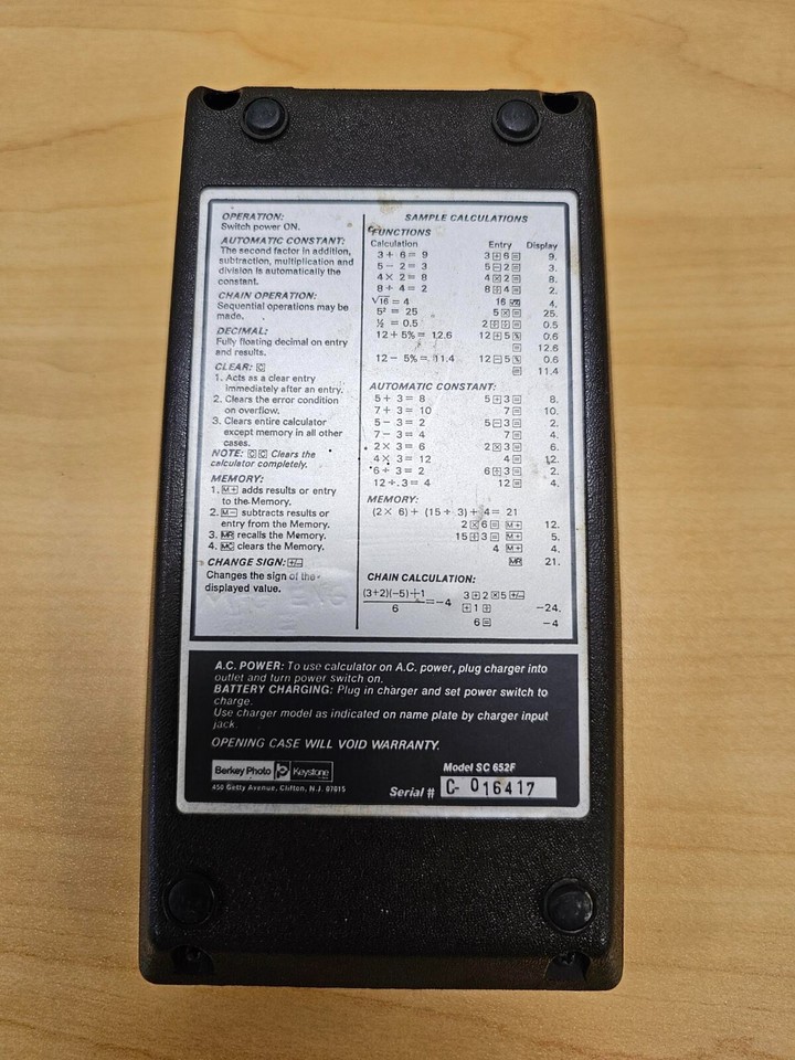Vintage Berkey Keystone SC 652 F Calculator Untested No Charger RARE | eBay