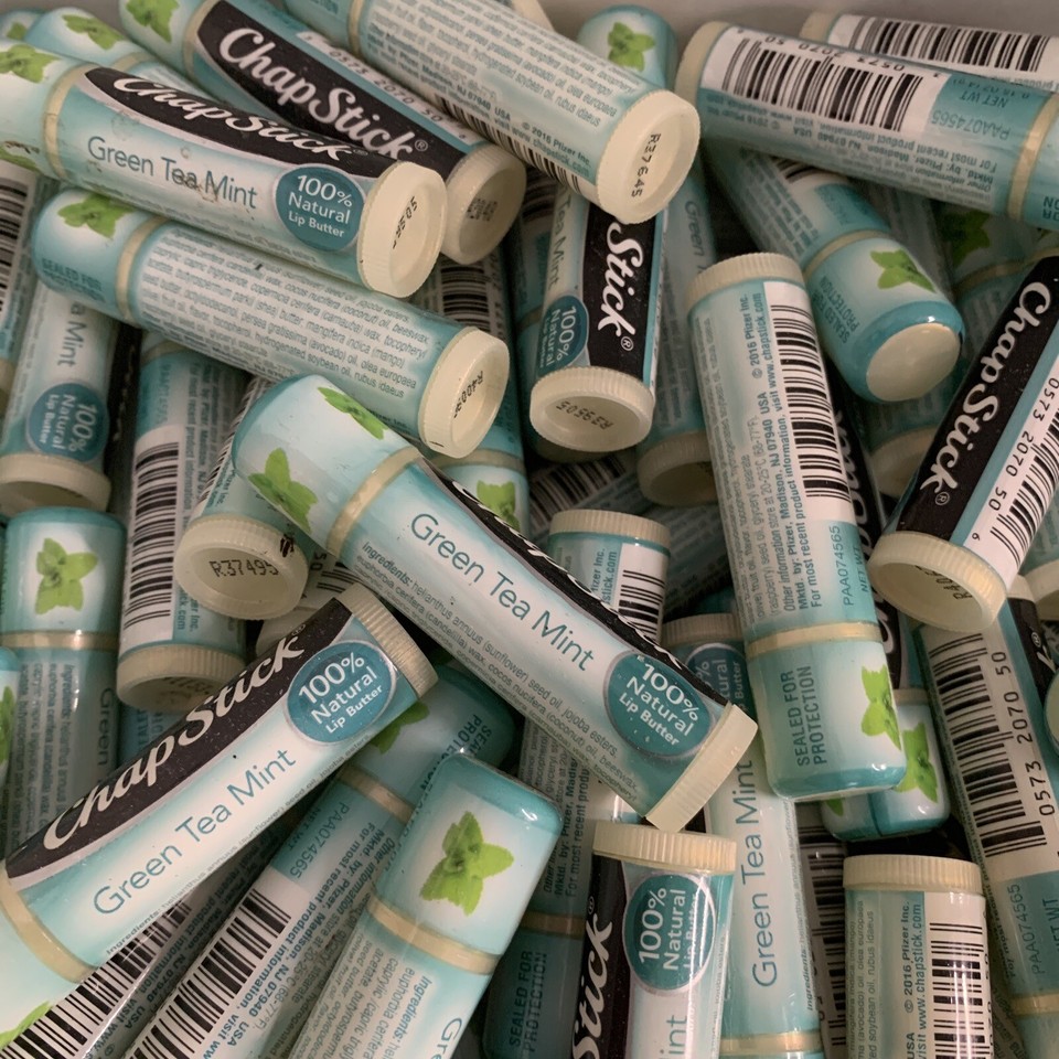 100 ChapStick Green Tea Mint Flavor 100% Natural Lip Butter | 0.15oz ea ...