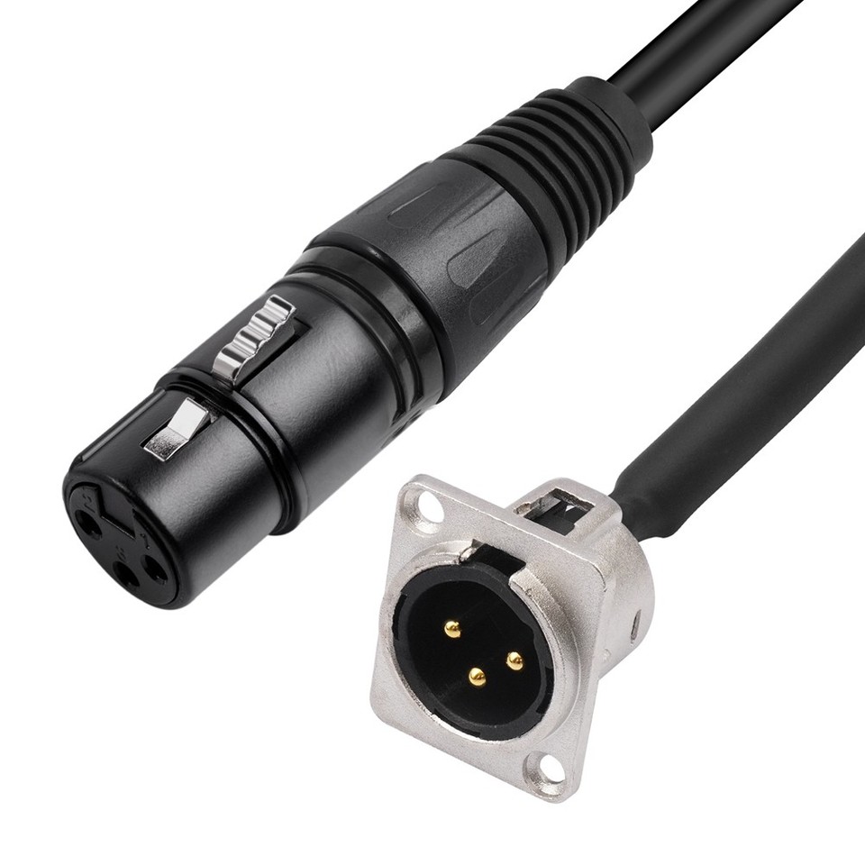 3X(XLR Pass Through Cable 3 Pin XLR Panel Mount Pass Through Connector ...