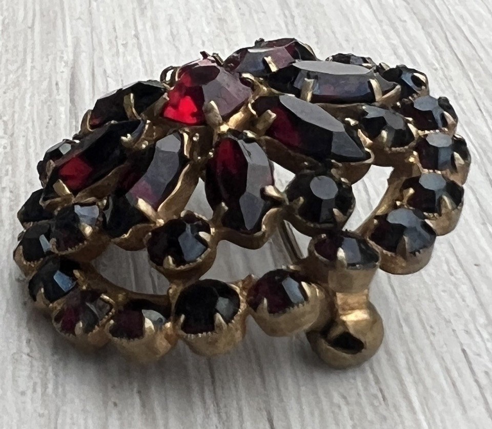 Fine Bohemian Czech 1940's Vintage Garnet Cluster Silver Hallmarks Ring ...