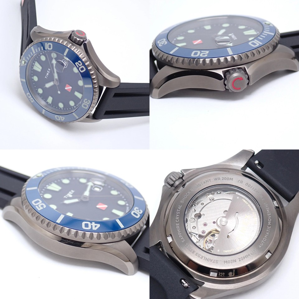 Timex TIBURON Automatic Watch TW2T21100 44mm Black Dial 200M Men’s A+ ...