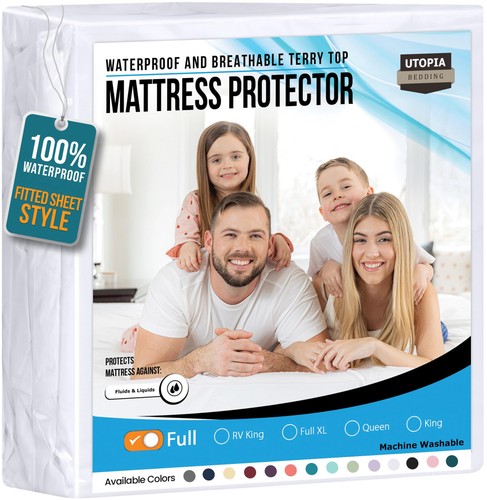 Utopia Bedding Waterproof Mattress Protector Full Size, Premium Terry ...