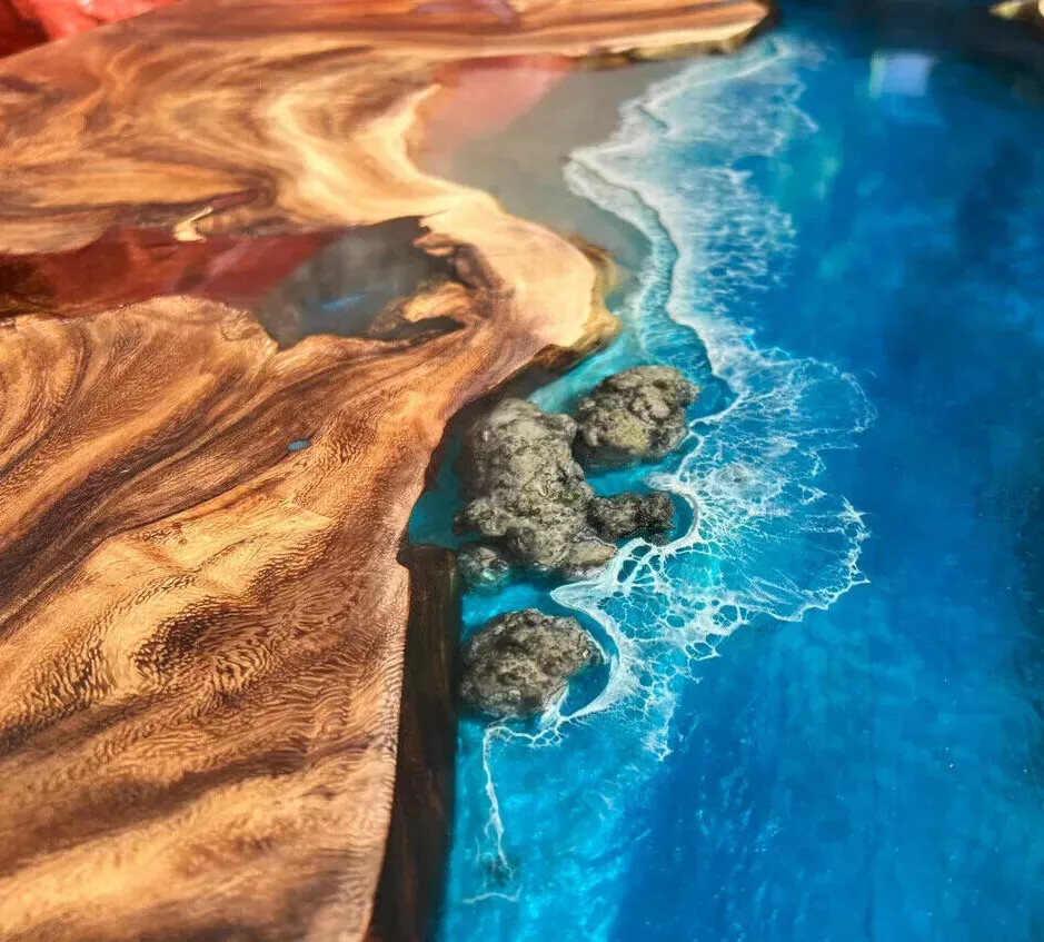Ocean Resin Table, Handmade Blue Ocean Epoxy Resin Table Top, Handmade ...