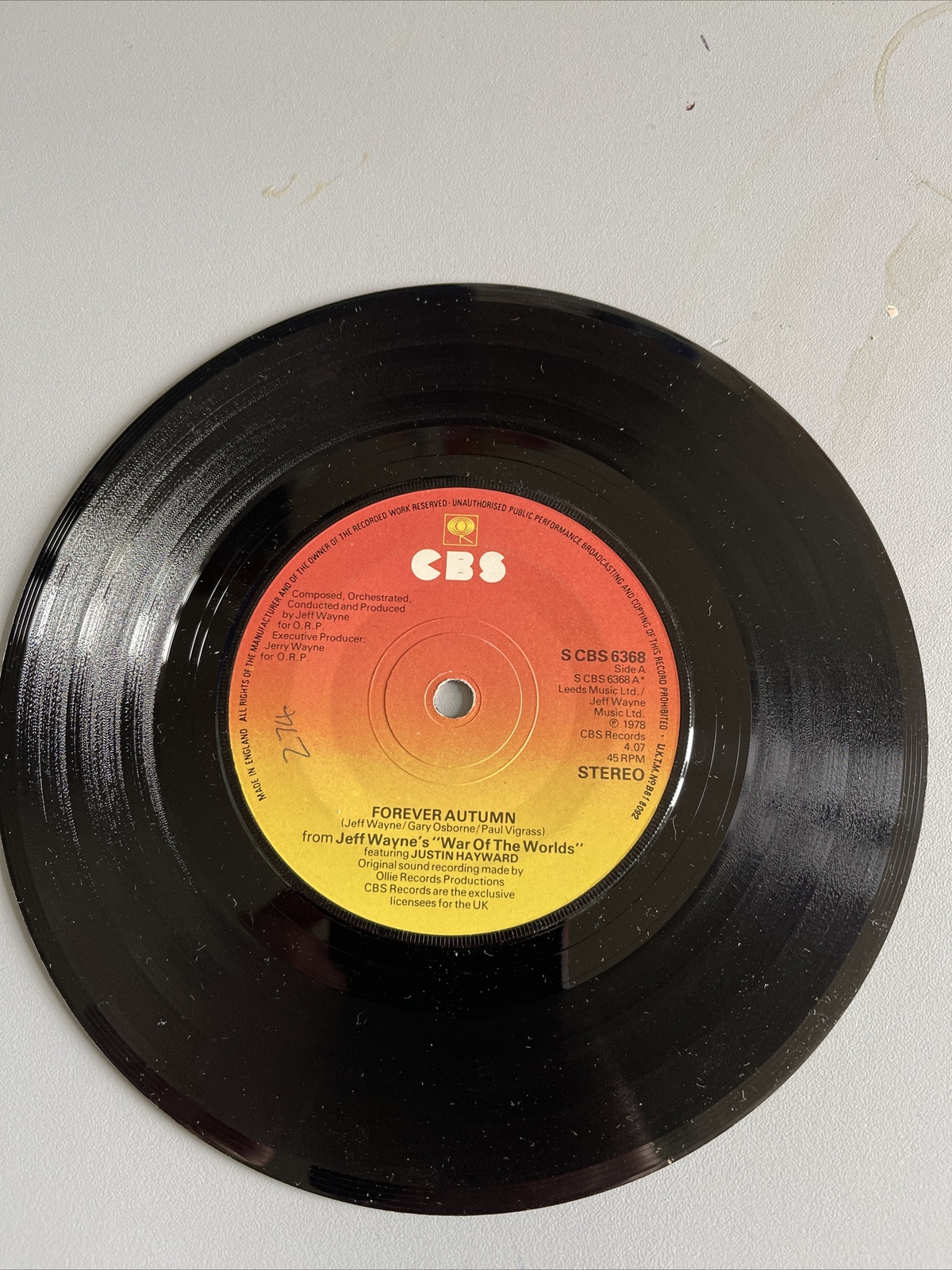 Justin Hayward Forever Autumn 7” single 1978 Jeff Wayne’s War of the ...