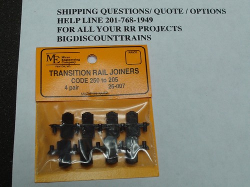 MICRO ENGINEERING #26-007 TRANSITION RAIL JOINER CODE 250 TO 205 G ...