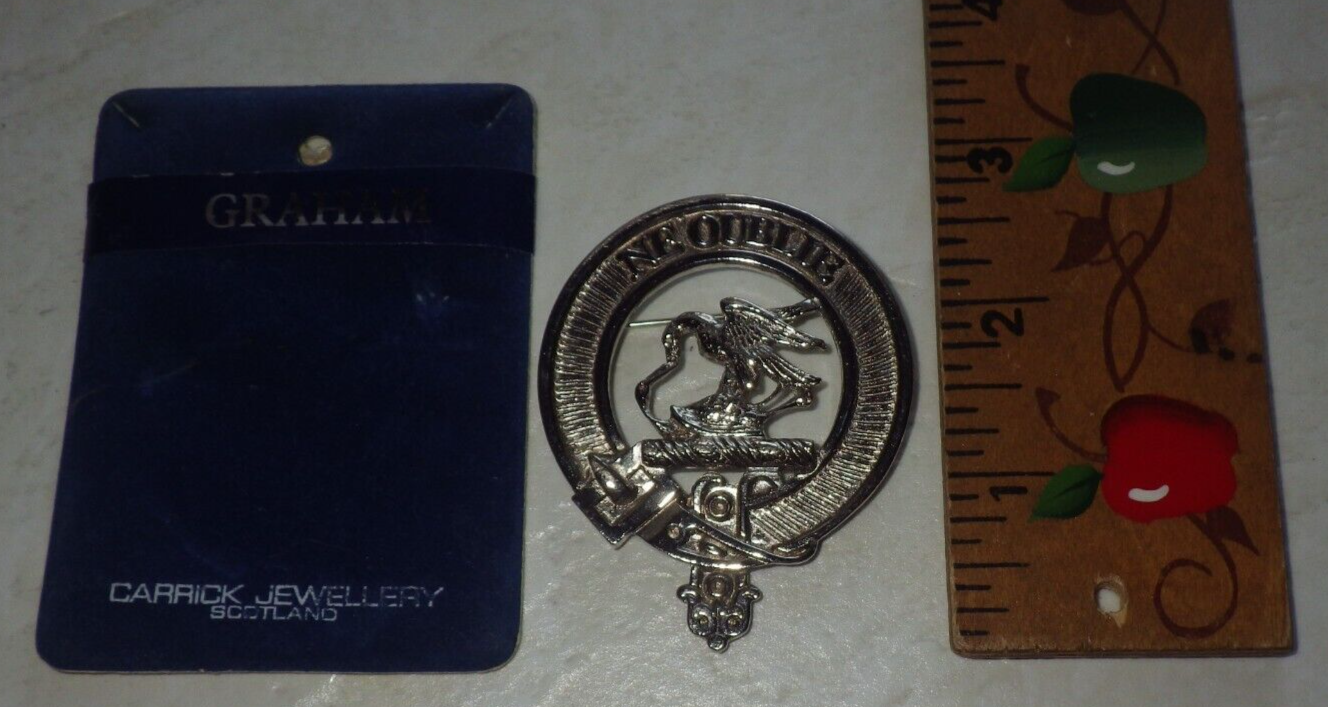 Carrick Clan Crest Badges Ne Oublie Graham Scotland Brooch Pin 2" x 2 1 ...