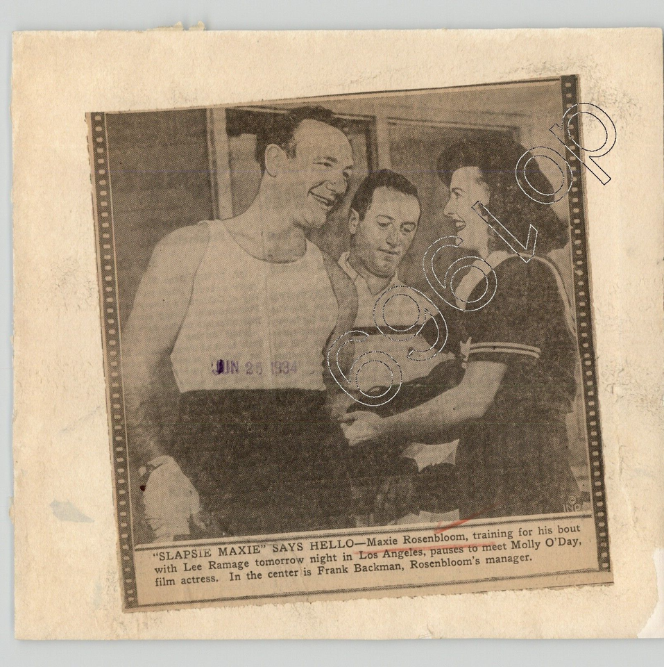 BOXER MAXIE ROSENBLOOM & Hollywood's MOLLY O'DAY Vintage 1934 Press ...
