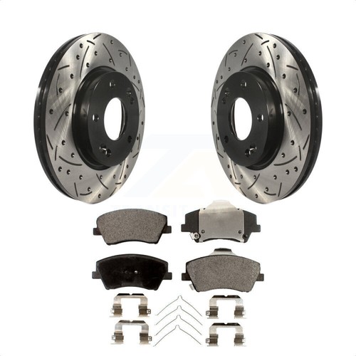 Front Coated Drilled Slot Disc Brake Rotor & Ceramic Pad Kit For ...