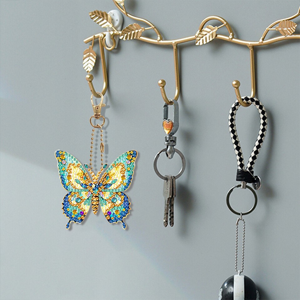 6Pcs Acrylic Double Sided Cute Animal Full Drill Keyrings Diamond Art ...