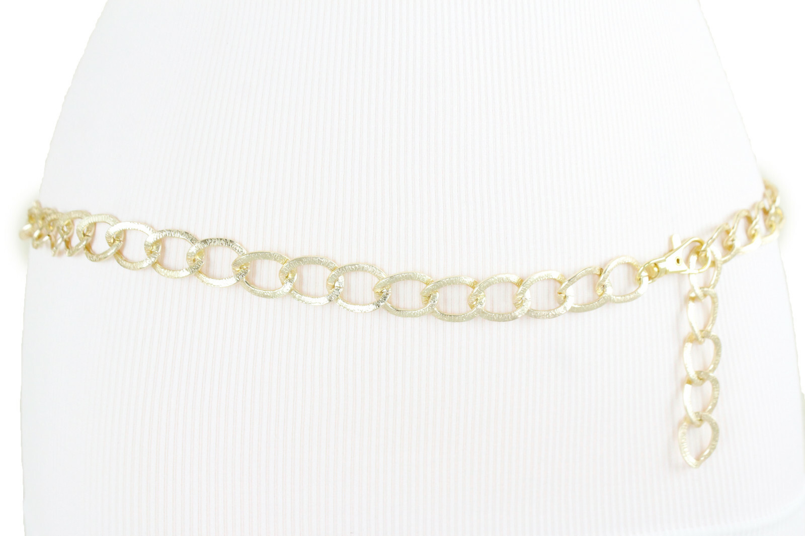 Women Fashion Belt Gold Metal Chain Narrow Waistband Bling Fancy ...