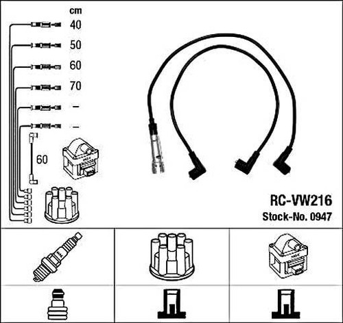 NGK Ignition Cable Kit Black For VW Golf Mk2 Mk3 Polo Flight Vento 83 ...
