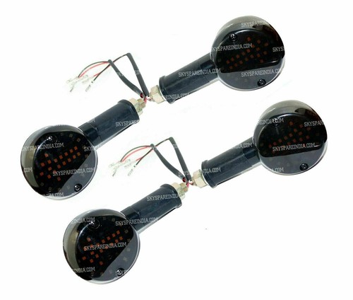 LED Indicator Set For Royal Enfield Front & Rear Black Blinker ...