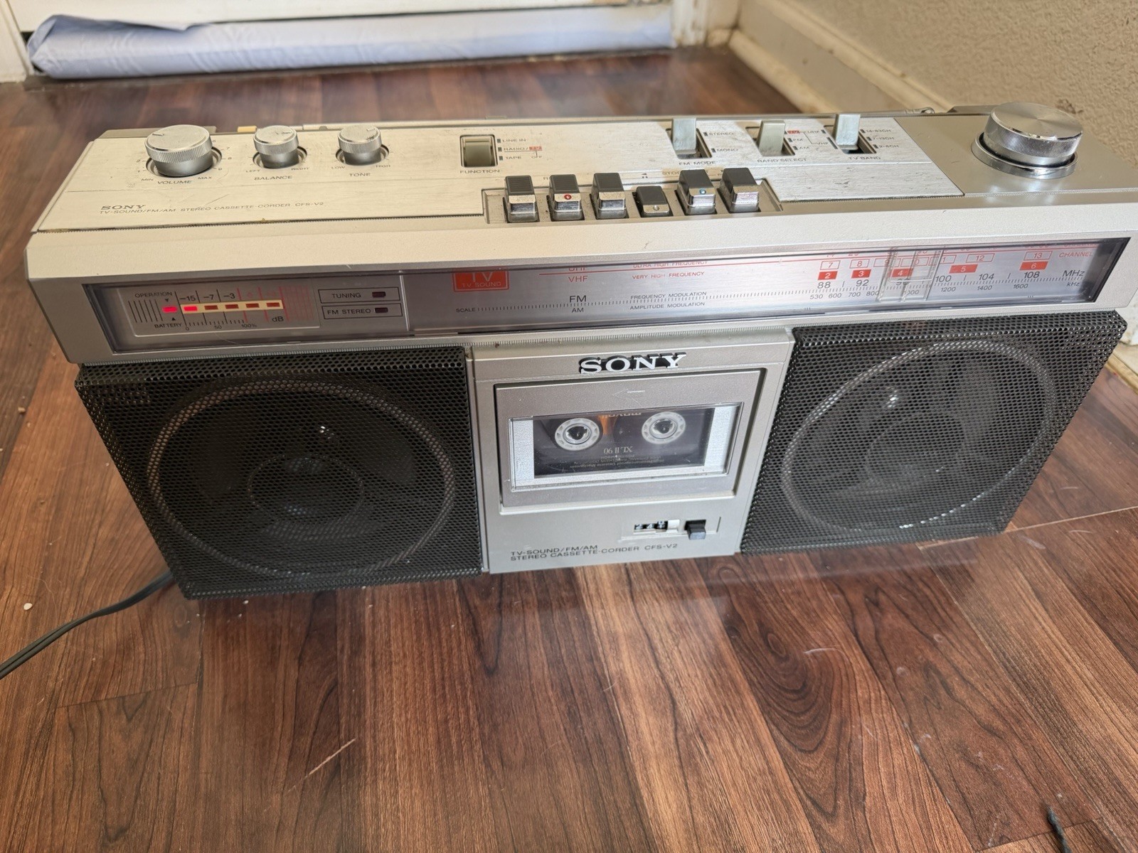 1980 Vintage Sony CFS-V2 Stereo Cassette Recorder Boombox AM FM Radio ...