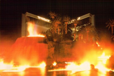 The Mirage's Las Vegas- Shooting Flames Volcano-Advertising Postcard ...
