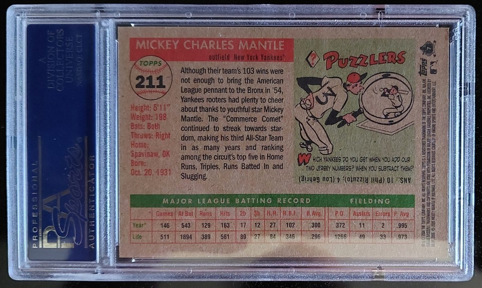 2006 Topps Mickey Mantle National VIP 211 PSA 9 1955 phantom | eBay