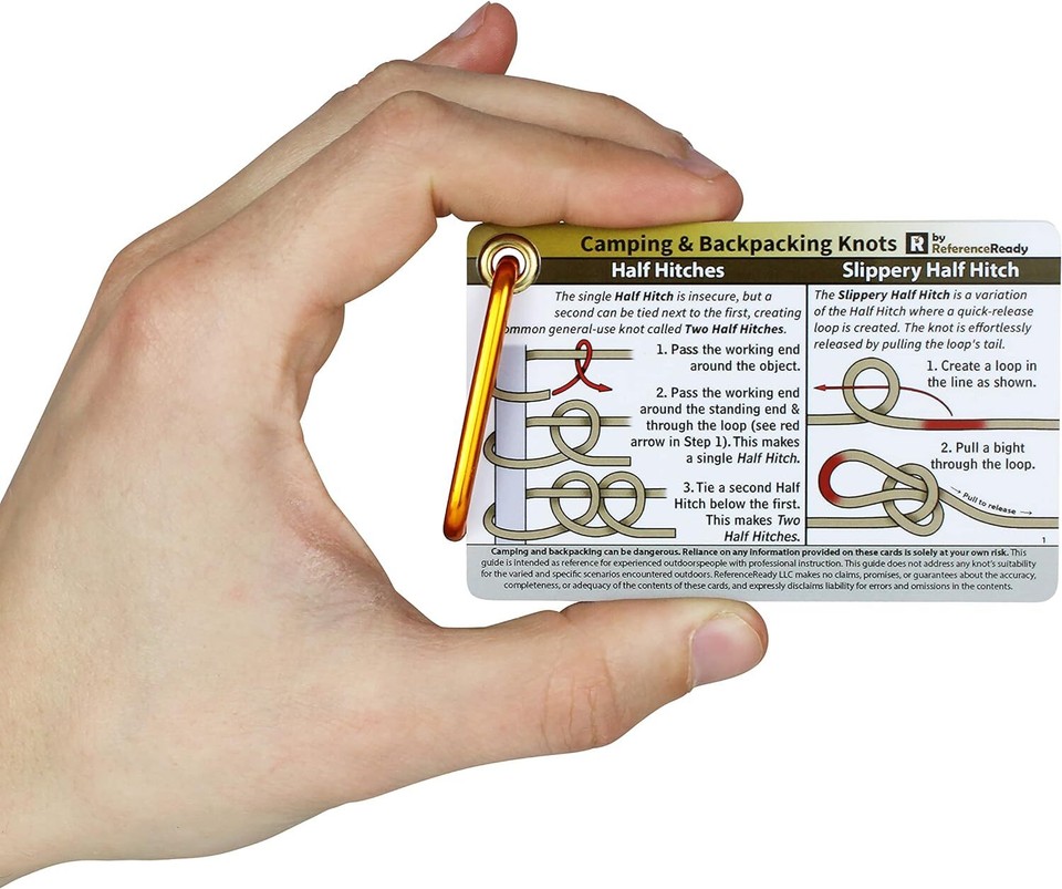 Outdoor Knots - Waterproof Knot Tying Cards with Mini Carabiner - 22 ...