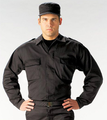 BDU Epaulet Uniform Fatigue Shirt Black Military Tactical Gear Rothco ...