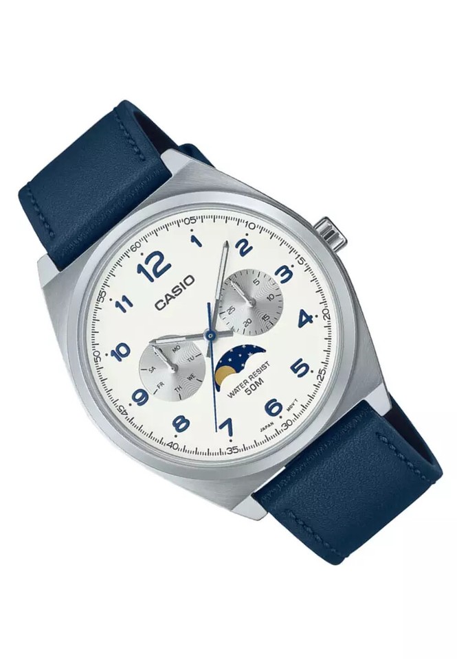 Casio Standard Moon Phase Analog Men's Watch MTP-M300L-7A White | eBay