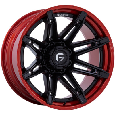22x10 -18 Fuel 1PC FC401 Brawl 8x6.5 Matte Black Candy Red Lip Wheels ...