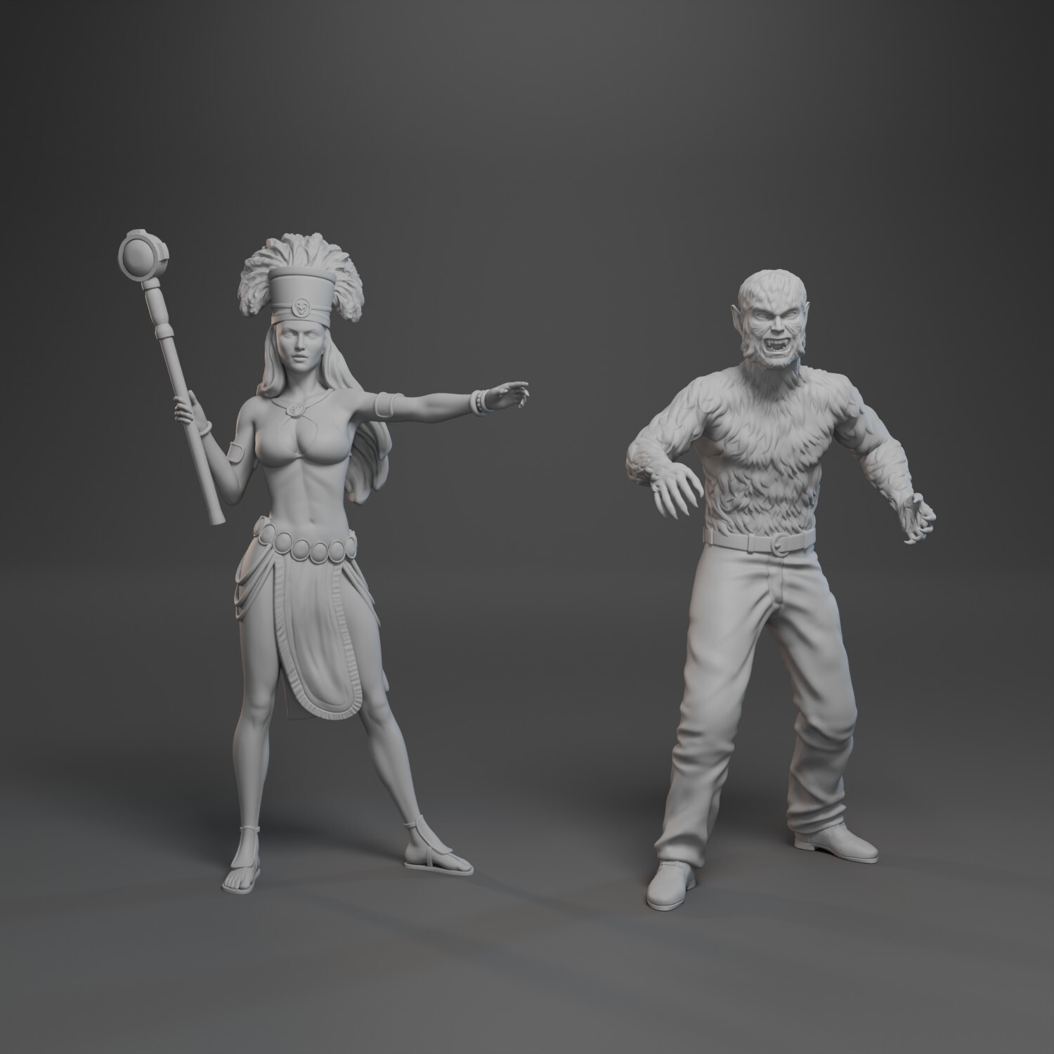 Doc Savage 3D Printed 2 Figure Set - Princess Monja and Werewolf 1:18 ...