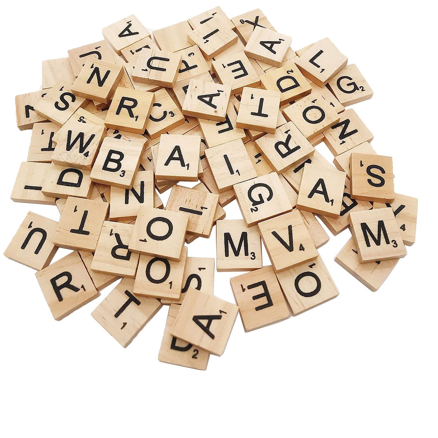 300 Pcs Wood Scrabble Tiles DIY Wooden Scrabble Letters for Spelling ...