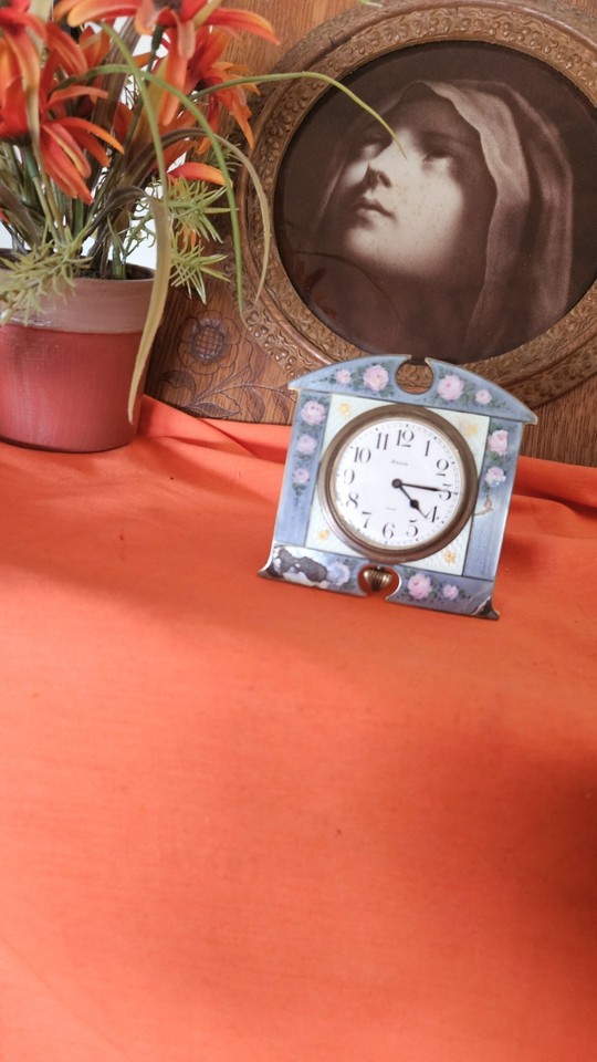 Vintage Octava Swiss Desk Clock Enamel,sterling Silver Working | eBay