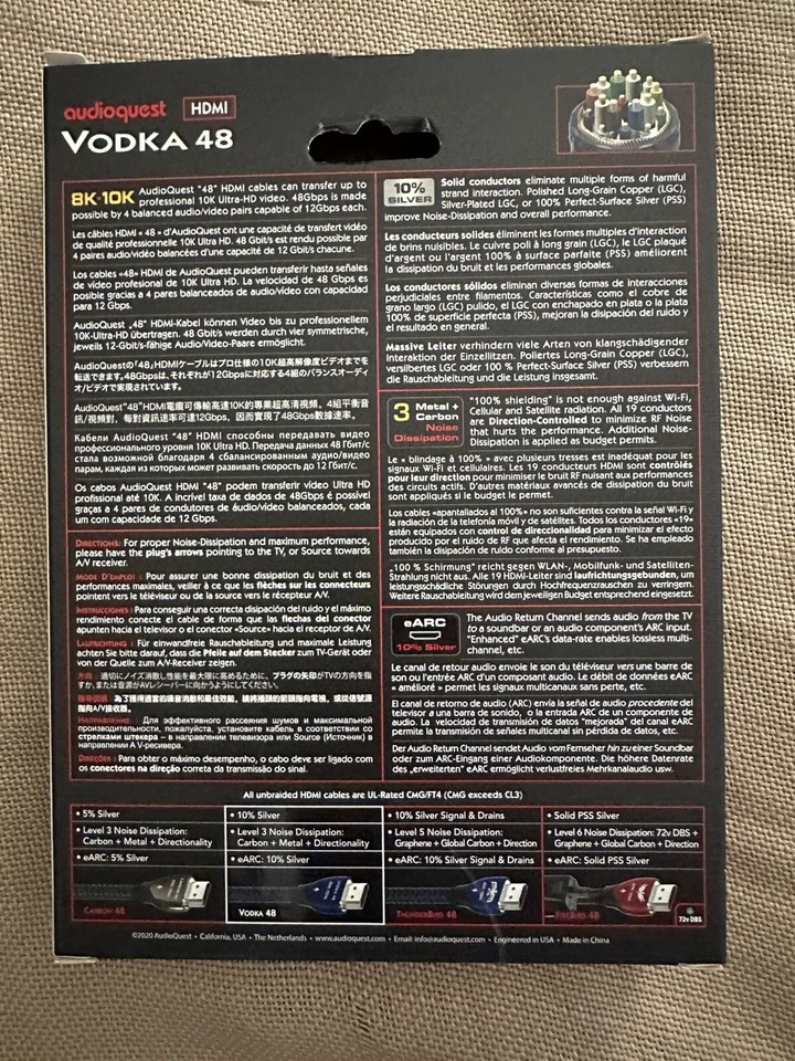 AudioQuest Vodka 48 8K-10K 1.5m HDMI Cable - Blue 92592015951 | eBay