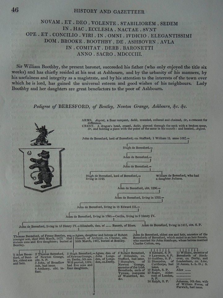 Fenny Bentley BERESFORD FAMILY TREE Genealogical Table - Glover c1831 ...