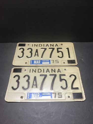 Vintage 1975 Indiana License Plates Henry County PAIR 33A7751 & 33A7752 ...