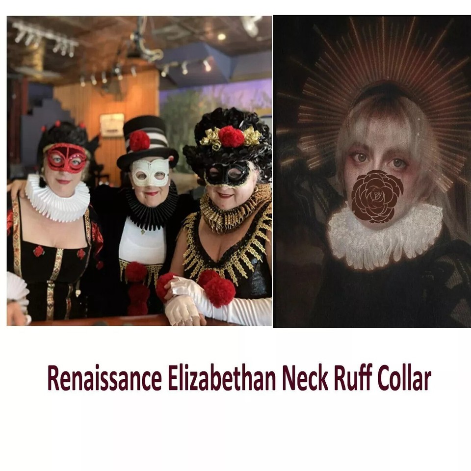Elizabethan Ruff Collar Victorian Glitter Ruff Collar Renaissance Neck ...