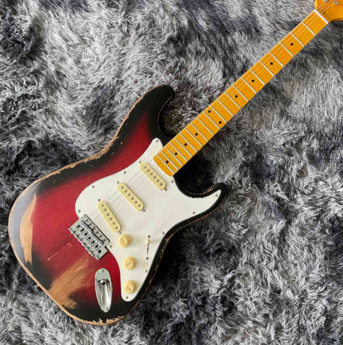 Red Relic ST Electric Guitar Chrome Hardware Tremolo Bridge Maple ...