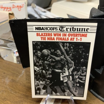 1990-91 NBA Hoops Tribune #338 Blazers Win in Overtime Tie NBA Finals ...