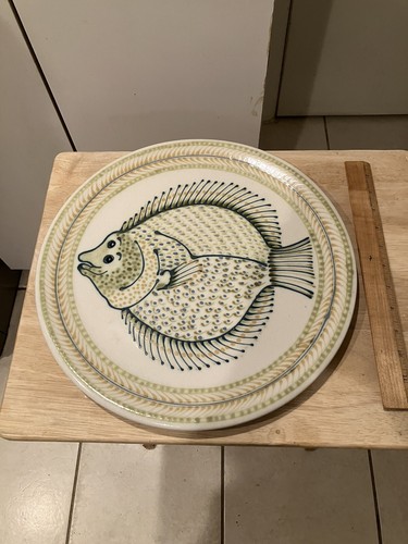Janet Rothwoman Artist Signed 14” Art Pottery Fish Platter Charger ...