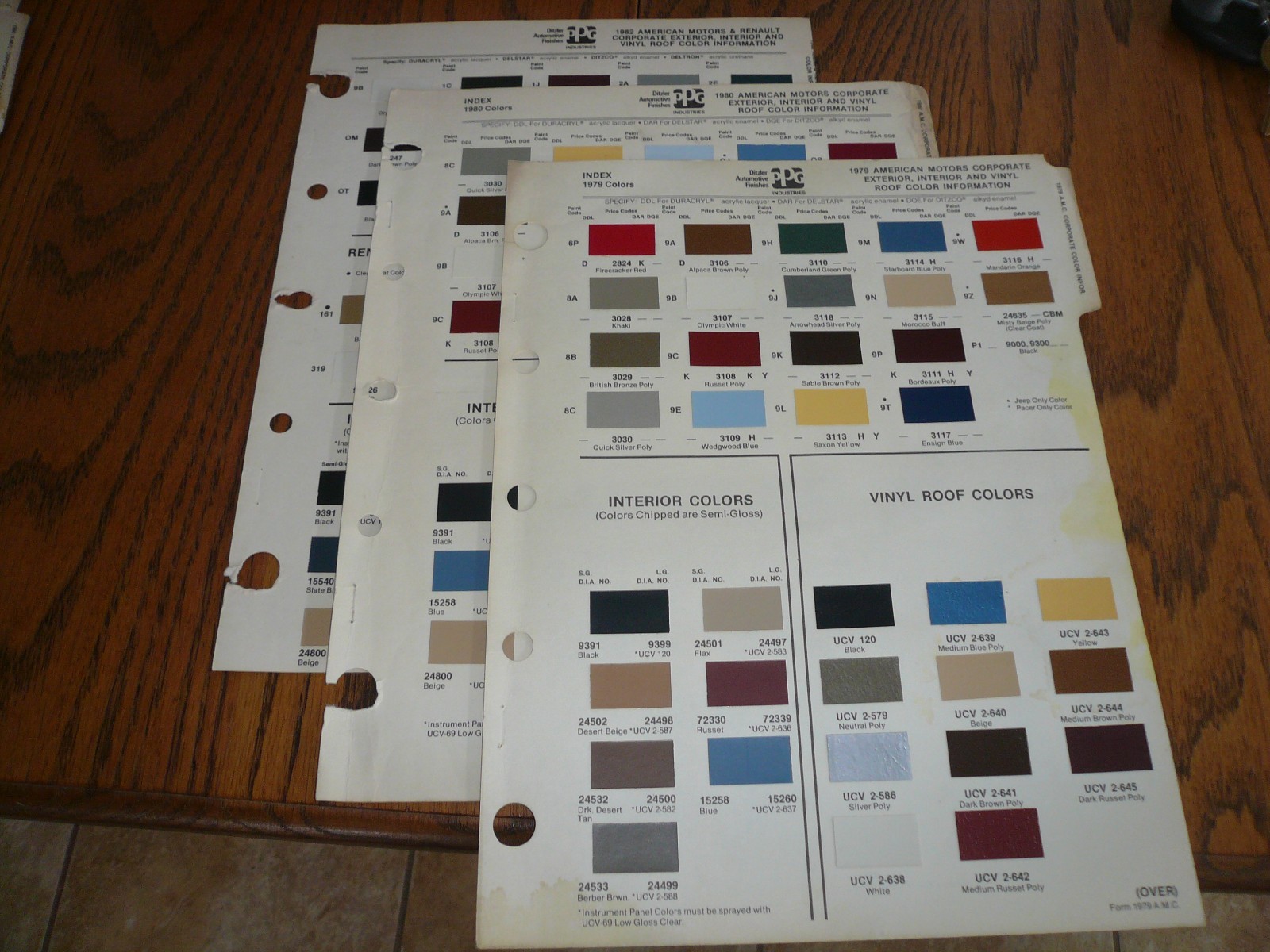 1979 1980 1982 AMC Ditzler PPG Color Chip Paint Samples - Three Years ...