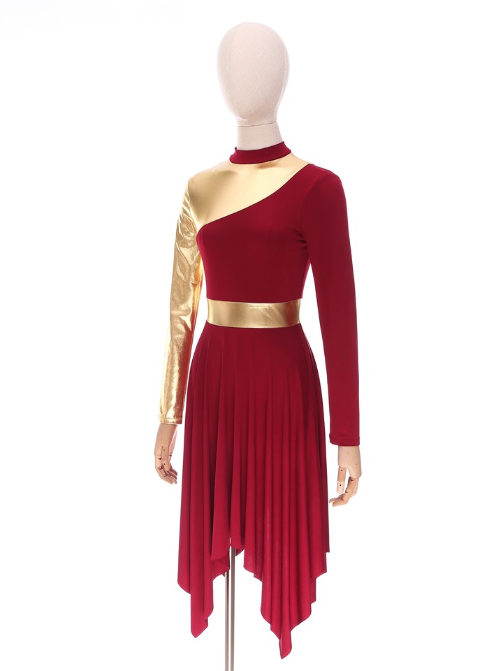 Womens Praise Dance Dress Color Block Church Worship Dress Dancewears ...