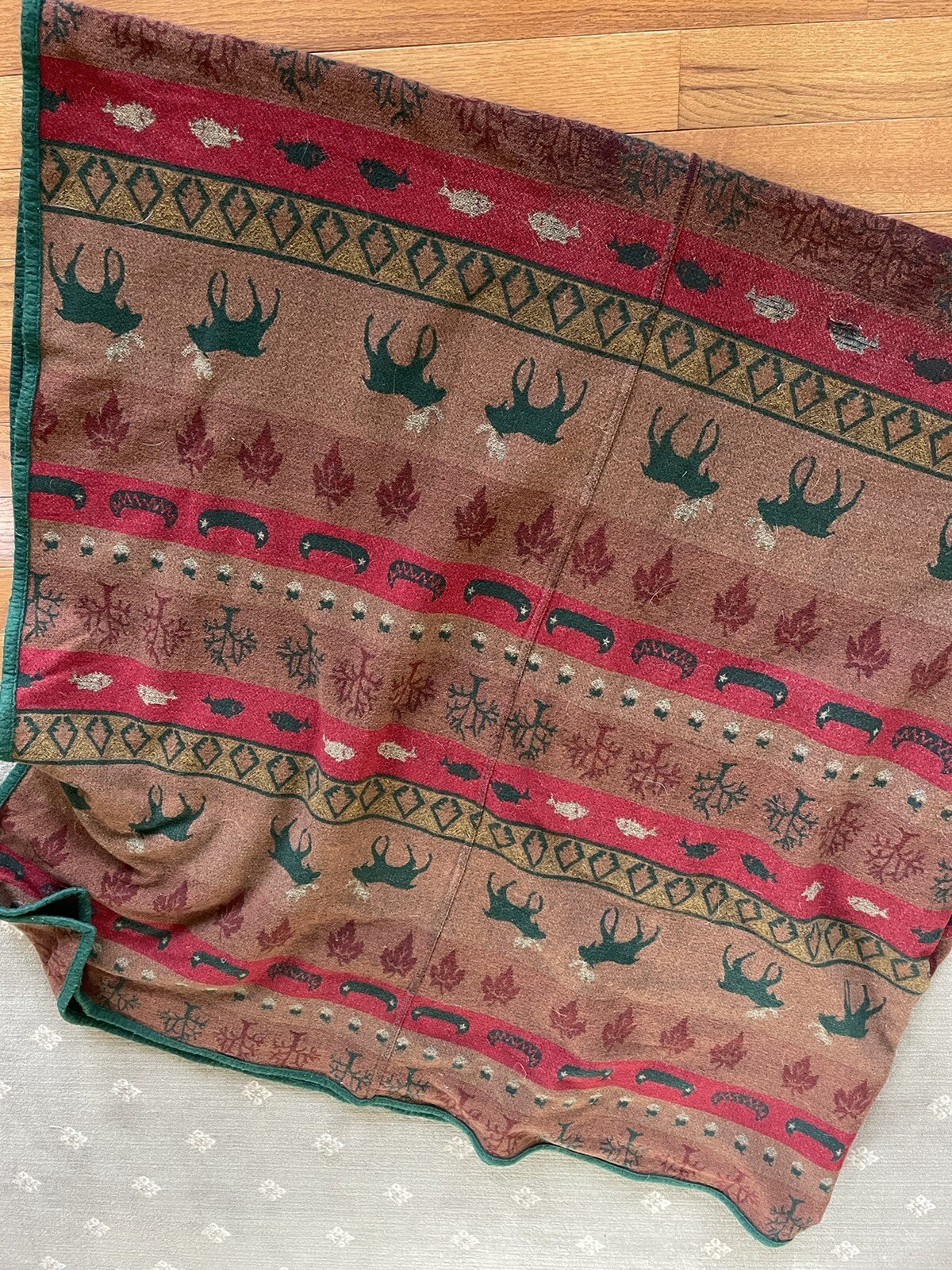 Pendleton Bed Blanket KING Huge Trees Moose Fish Canoe Lodge USA ...