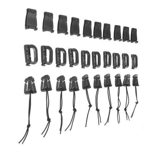 (Black)30 Pieces Backpack Bag Clip Strap Set Grimloc Locking Gear Clip ...