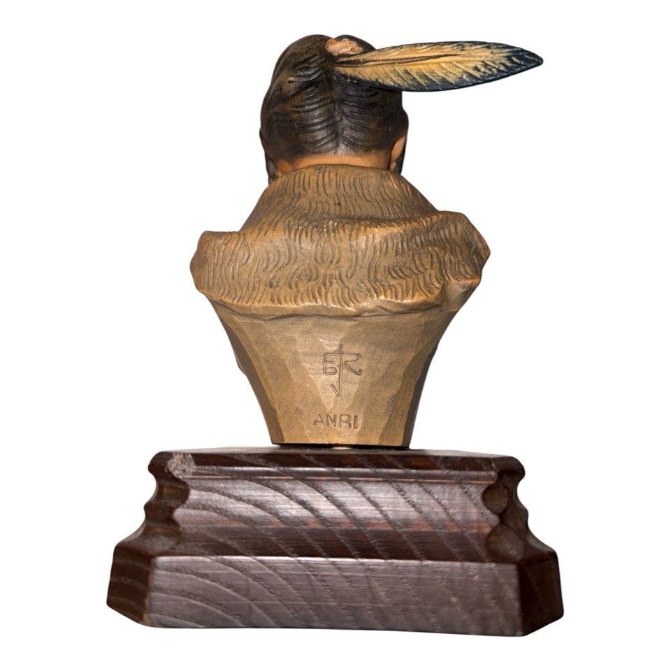 Vintage Kiowa Brave Wood Carving Bust By Edward Rohn By Anri/italy ...
