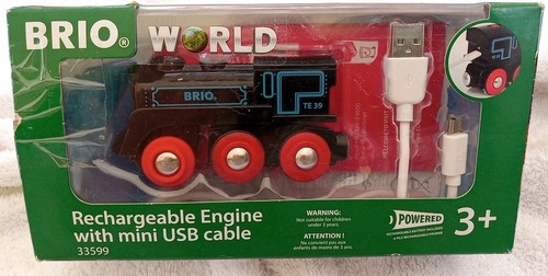 BRIO World Train Engine Black Rechargeable Battery Powered Mini USB ...