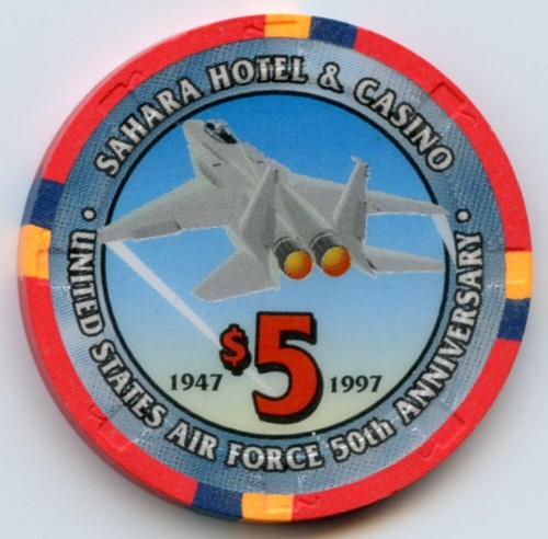 $5 Sahara US Air Force 50th Anniversary LE Chip Las Vegas 1997 Obsolete ...