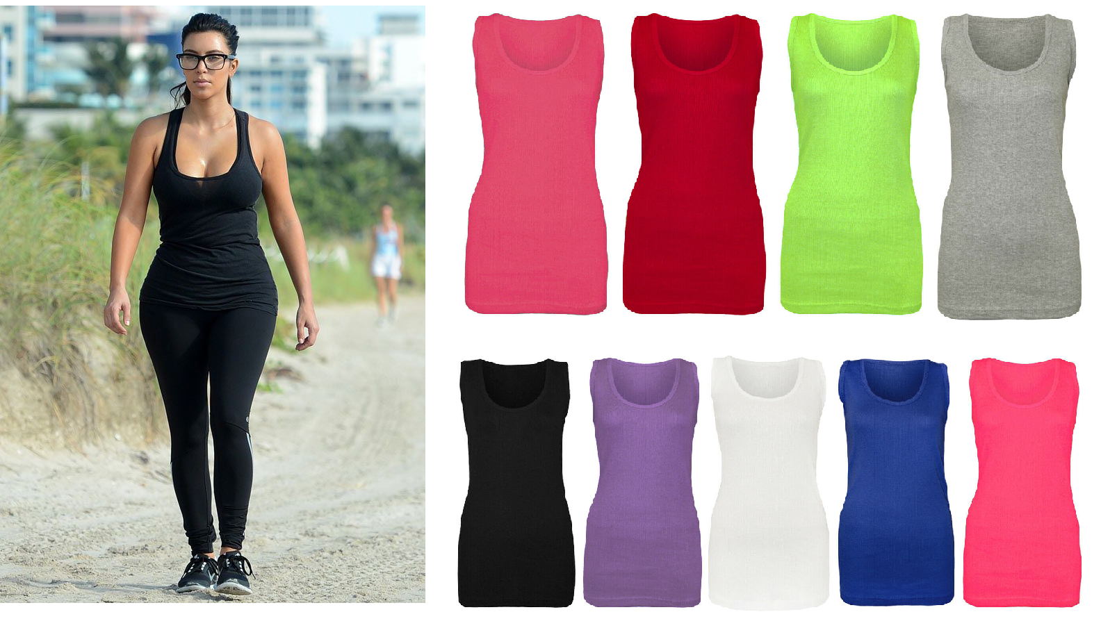 PLAIN RIB TOP STRETCHY WOMEN SUMMER RIBBED VEST T- SHIRT PLUS SIZES 8 ...