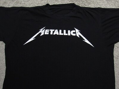 METALLICA Simple Distressed Logo T-SHIRT Mens 2XL White Print EUC Spell ...