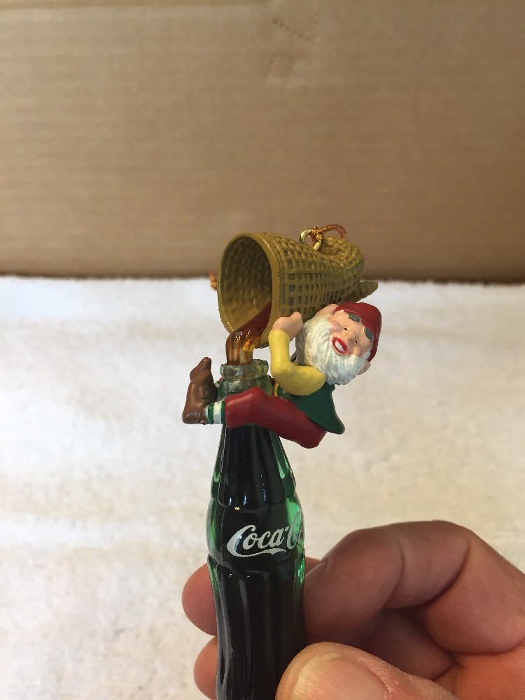 1992 Coca-Cola Elf Pouring Coke In The Bottle Christmas Ornament | eBay
