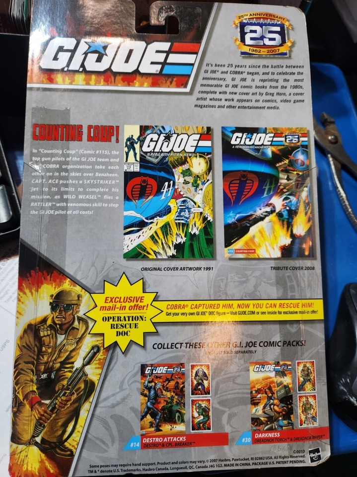 GI Joe 25th Anniversary Comic 2 Pack Pack Capt. Ace vs. Wild Weasel NIB ...