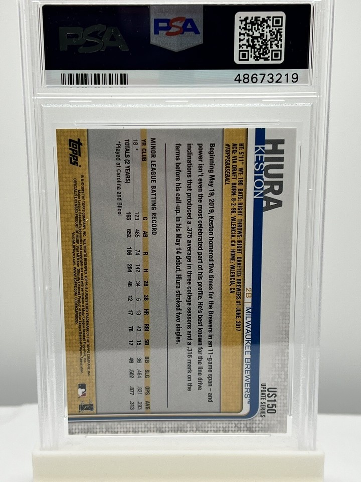 2019 Topps Update Keston Hiura RC US150 SP Variation Pinstripe PSA 10 ...