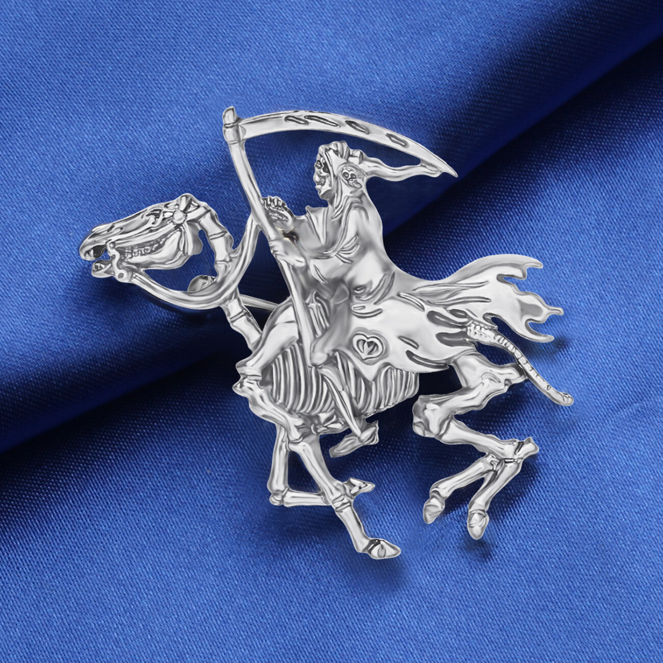 Antique Silver Halloween Scythe Reaper Kight Skull Brooches Pins ...