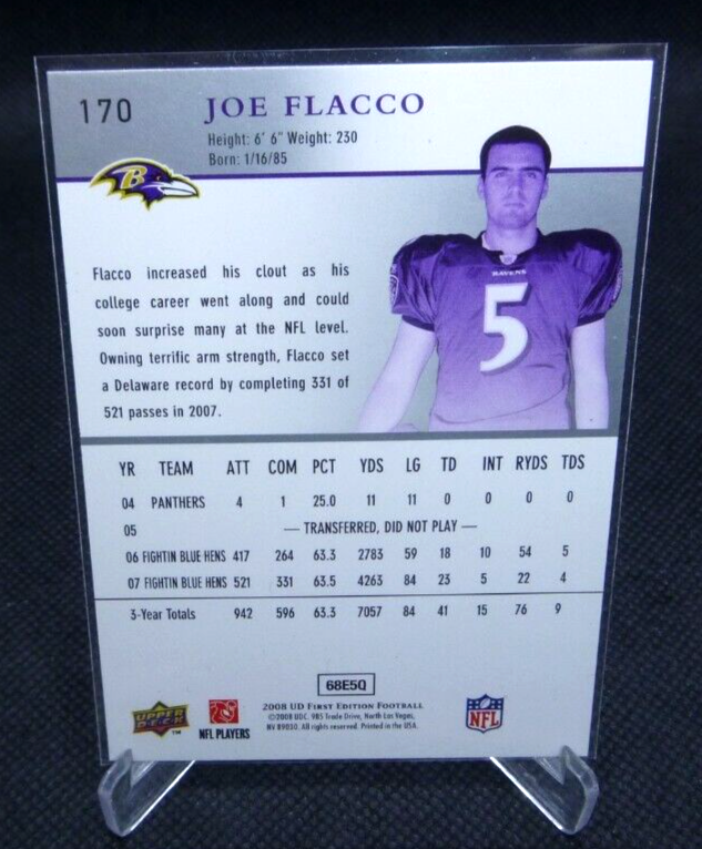 2008 Upper Deck First Edition Football Joe Flacco Rookie Card #170 ...