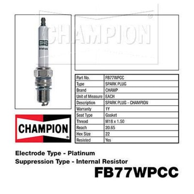 Champion Industrial Spark Plug 4 Pack FB77WPCC | eBay Australia